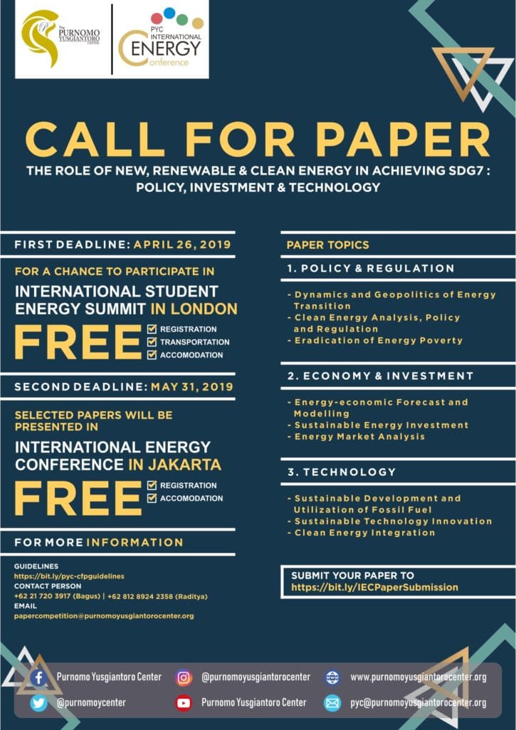 Call for Papers: PYC International Energy Conference (IEC) 2019 - The ...