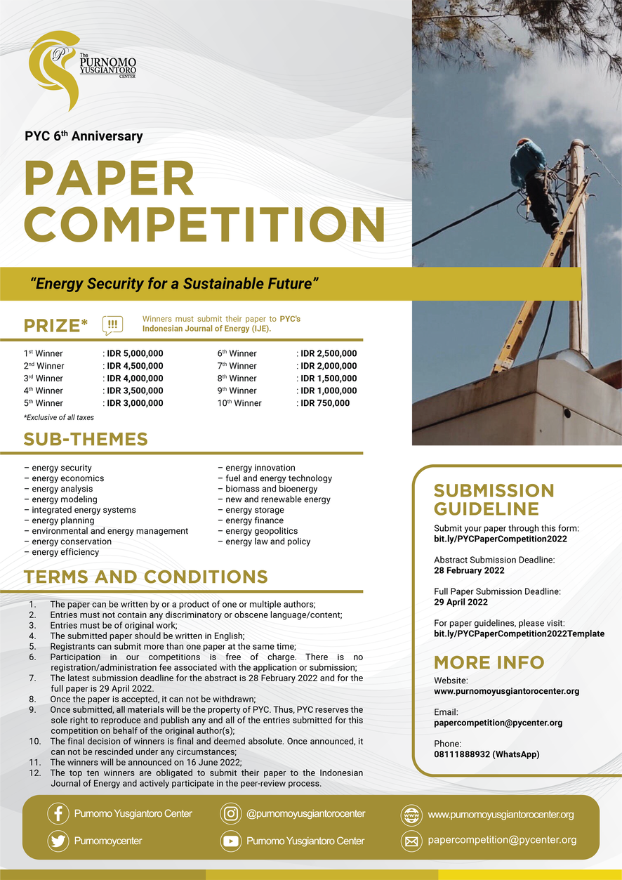 PYC 6th Anniversary Paper Competition 2022 - Purnomo Yusgiantoro Center